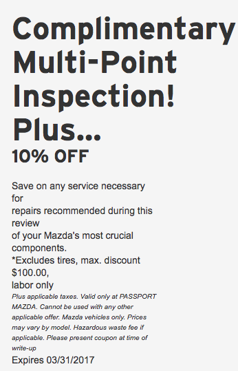 Complimentary Multi-Point Inspection at Passport Mazda - Passport Mazda ...
